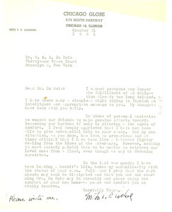Letter from Metz T. P. Lochard to W. E. B. Du Bois - Digital Commonwealth