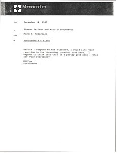Memorandum from Mark H. McCormack to Steven Seidman and Arnold ...