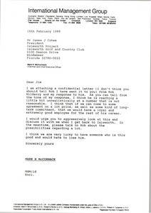Letter from Mark H. McCormack to James J. Cohee - Digital Commonwealth