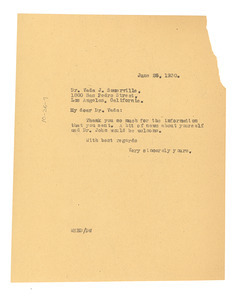 Letter from W. E. B. Du Bois to Vada Somerville - Digital Commonwealth