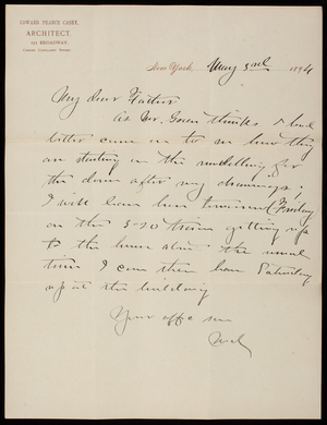 Edward Pearce Casey to Thomas Lincoln Casey, May 3, 1894 - Digital ...