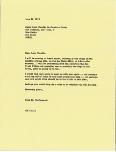 Letter from Mark H. McCormack to Luiz Claudio de Castro e Costa ...