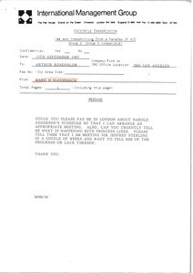 Fax from Mark H. McCormack to Arthur Rosenblum - Digital Commonwealth