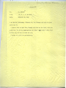 Memo from W. E. B. Du Bois to Alphaeus Hunton - Digital Commonwealth