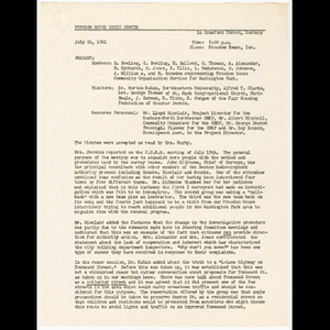 Minutes of the Washington Park Steering Committee meeting held on July ...