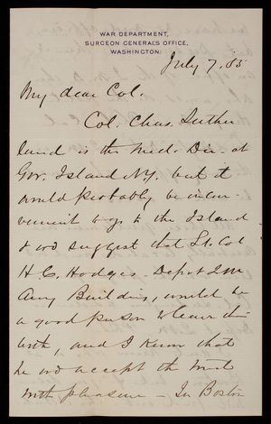 D. L. Huntington to Thomas Lincoln Casey, July 7, 1885 - Digital ...