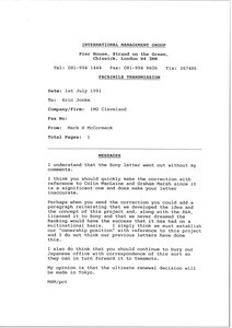 Fax from Mark H. McCormack to Eric Jonke - Digital Commonwealth