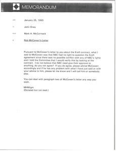 Memorandum from Mark H. McCormack to John Oney - Digital Commonwealth