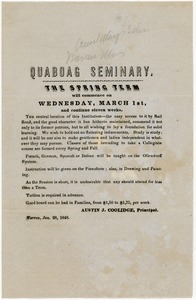 Quaboag Seminary: The spring term will commence on Wednesday, March 1st ...