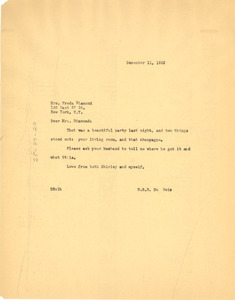 Letter from W. E. B. Du Bois to Freda Diamond - Digital Commonwealth