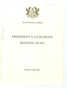 President's luncheon seating plan - Digital Commonwealth