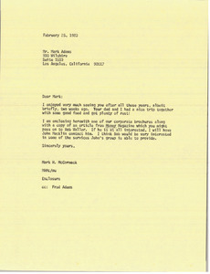 Letter from Mark H. McCormack to Mark Adams - Digital Commonwealth