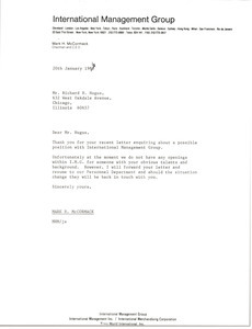 Letter from Mark H. McCormack to Richard H. Hugus - Digital Commonwealth