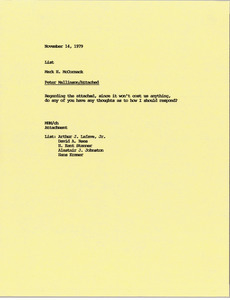Memorandum from Mark H. McCormack concerning Peter Mallinson - Digital ...