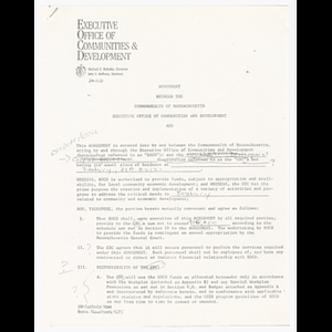 Draft of agreement between Massachusetts Executive Office of ...