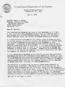 Letter to Henry M. Jackson from Cecil D. Andrus regarding S. 9 and S ...