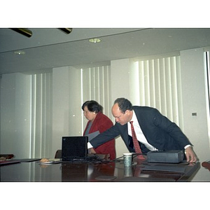 Moderators set up for Board of Directors training. - Digital Commonwealth