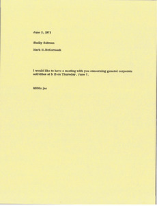 Memorandum from Mark H. McCormack to Shelly Saltman - Digital Commonwealth
