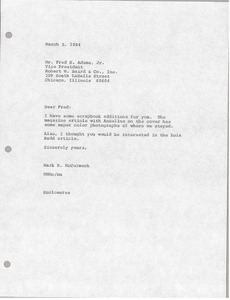 Letter from Mark H. McCormack to Fred E. Adams Jr. - Digital Commonwealth