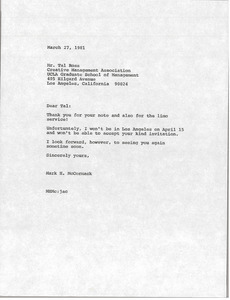 Letter from Mark H. McCormack to Tal Ross - Digital Commonwealth