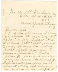 Letter from Benjamin Gregory to W. E. B. Du Bois - Digital Commonwealth
