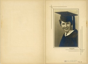 Studio graduation portrait of unknown woman - Digital Commonwealth