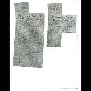 Photocopies of newspaper articles about waterfront urban renewal area ...