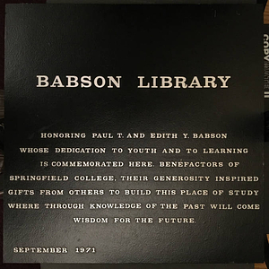 Babson Library Plaque - Digital Commonwealth
