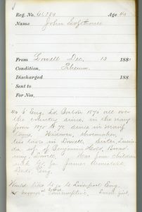 Tewksbury Almshouse Intake Record: Lofthouse, John - Digital Commonwealth