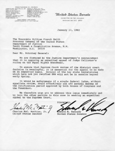 Letter from Charles McC. Mathias, Jr and Edward M. Kennedy to William ...