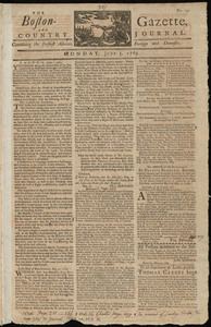 The Boston-Gazette, and Country Journal, 5 June 1769 (includes ...