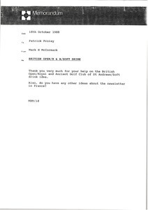 Memorandum from Mark H. McCormack to Patrick Proisy - Digital Commonwealth