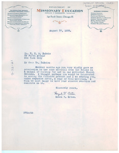 Letter from Methodist Episcopal Church Board of Education to W. E. B ...