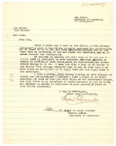 Letter from Vincent Clernauder to the editor of The Crisis - Digital ...