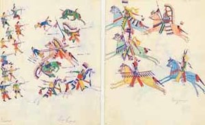 Pawnee warriors under attack by Cheyenne - Digital Commonwealth