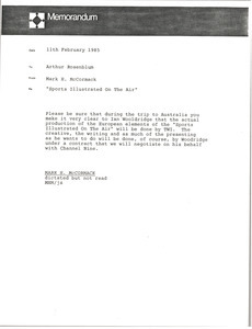 Memorandum from Mark H. McCormack to Arthur Rosenblum - Digital ...