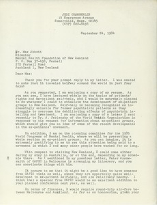 Letter from Judi Chamberlin to Max W. Abbott - Digital Commonwealth
