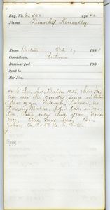 Tewksbury Almshouse Intake Record: Keneally, Timothy - Digital Commonwealth