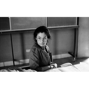 Female board member at a Board of Directors meeting. - Digital Commonwealth