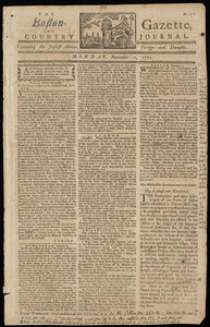 The Boston-Gazette, and Country Journal, 2 November 1772 - Digital ...