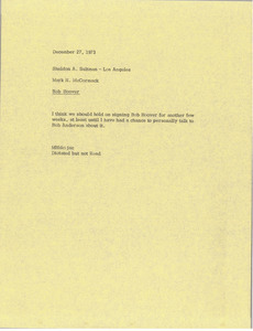 Memorandum from Mark H. McCormack to Sheldon A. Saltman - Digital ...