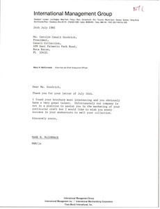 Letter from Mark H. McCormack to Carolyn Canali Goodrich - Digital ...