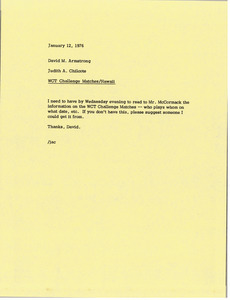 Memorandum from Judy A. Chilcote to David M. Armstrong - Digital ...
