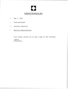 Memorandum from Gretchen Mayfield to Todd McCormack - Digital Commonwealth