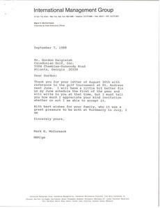 Letter from Mark H. McCormack to Gordon Dalgleish - Digital Commonwealth