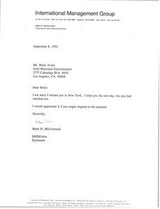 Letter from Mark H. McCormack to Brian Avnet - Digital Commonwealth