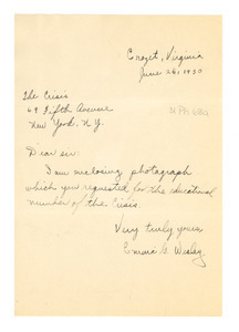 Letter from Emma G. Wesley to Crisis - Digital Commonwealth