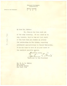 Letter from Howard University to W. E. B. Du Bois - Digital Commonwealth