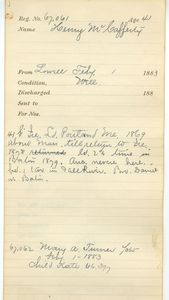 Tewksbury Almshouse Intake Record: McCafferty, Henry - Digital Commonwealth