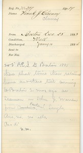 Tewksbury Almshouse Intake Record: Cluney, Frank J. - Digital Commonwealth